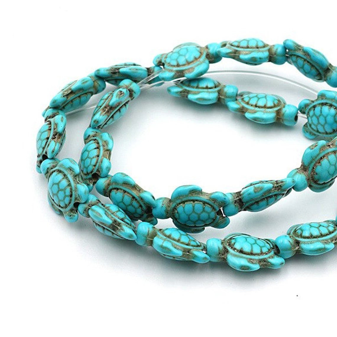 Blue Howlite Turquoise Carved Turtle Gemstone Beads 14x17mm - Etsy