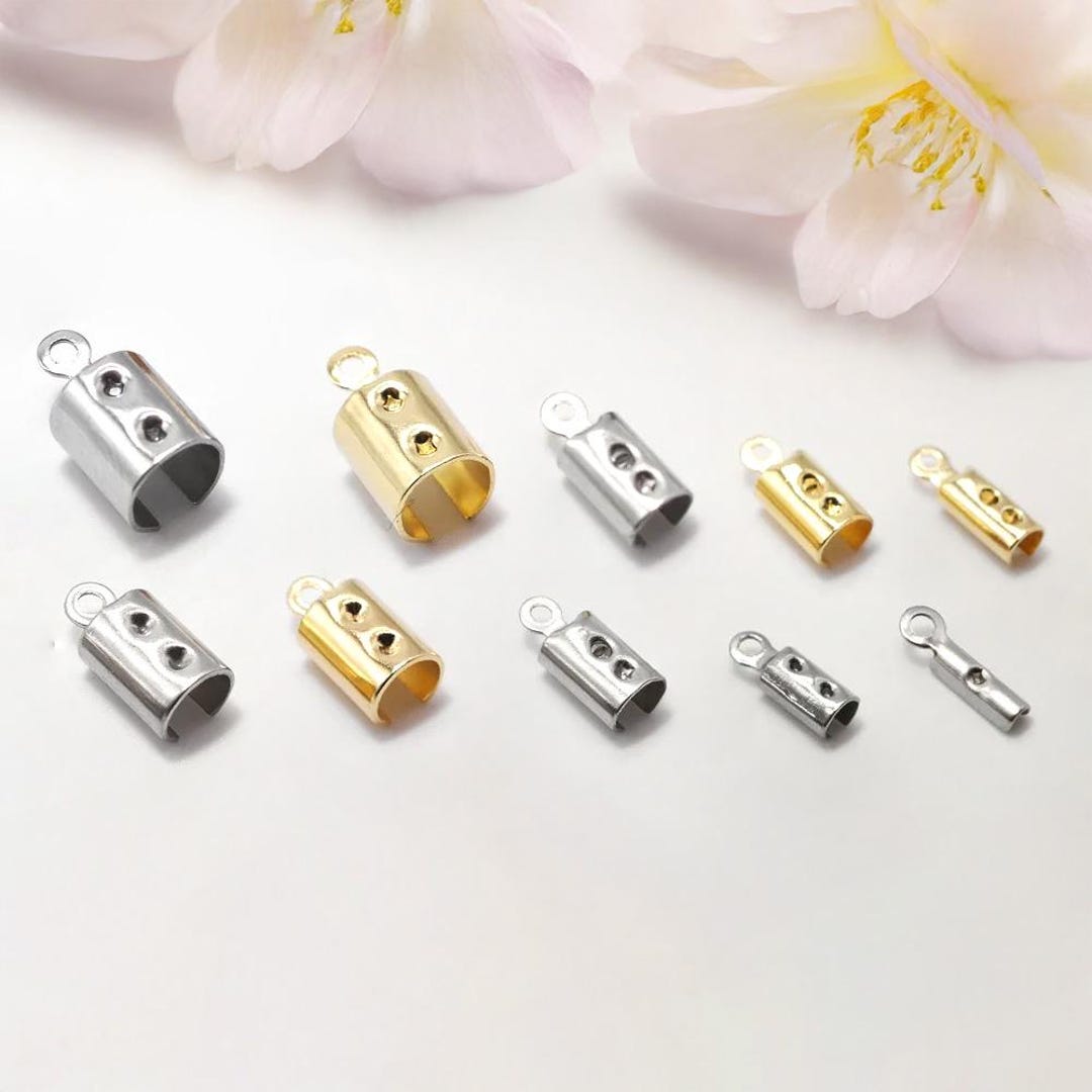 Stainless Steel Cord Crimp End Tips, Fold Over Clips for 1-5mm Leather ...