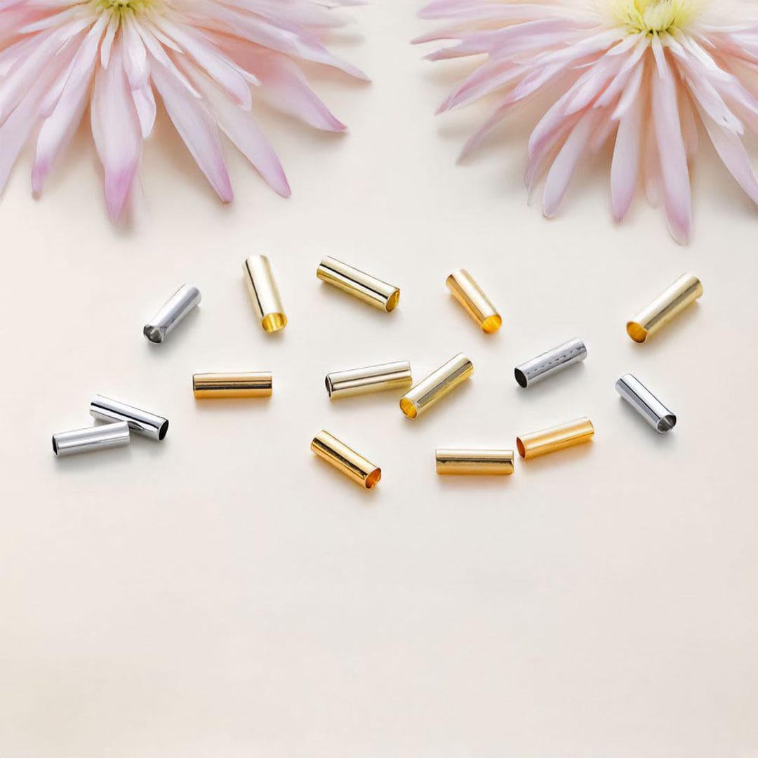 5-7mm Straight Cylinder Tube Beads, 14/18K Gold Color Plated Brass ...