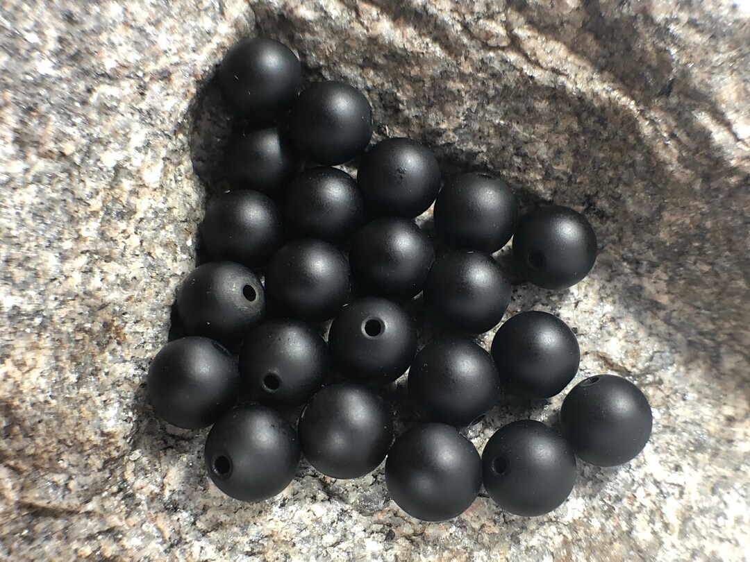 Matte Black Onyx Beads, Onix Frosted Stone Beads, Round Stone Jewelry ...