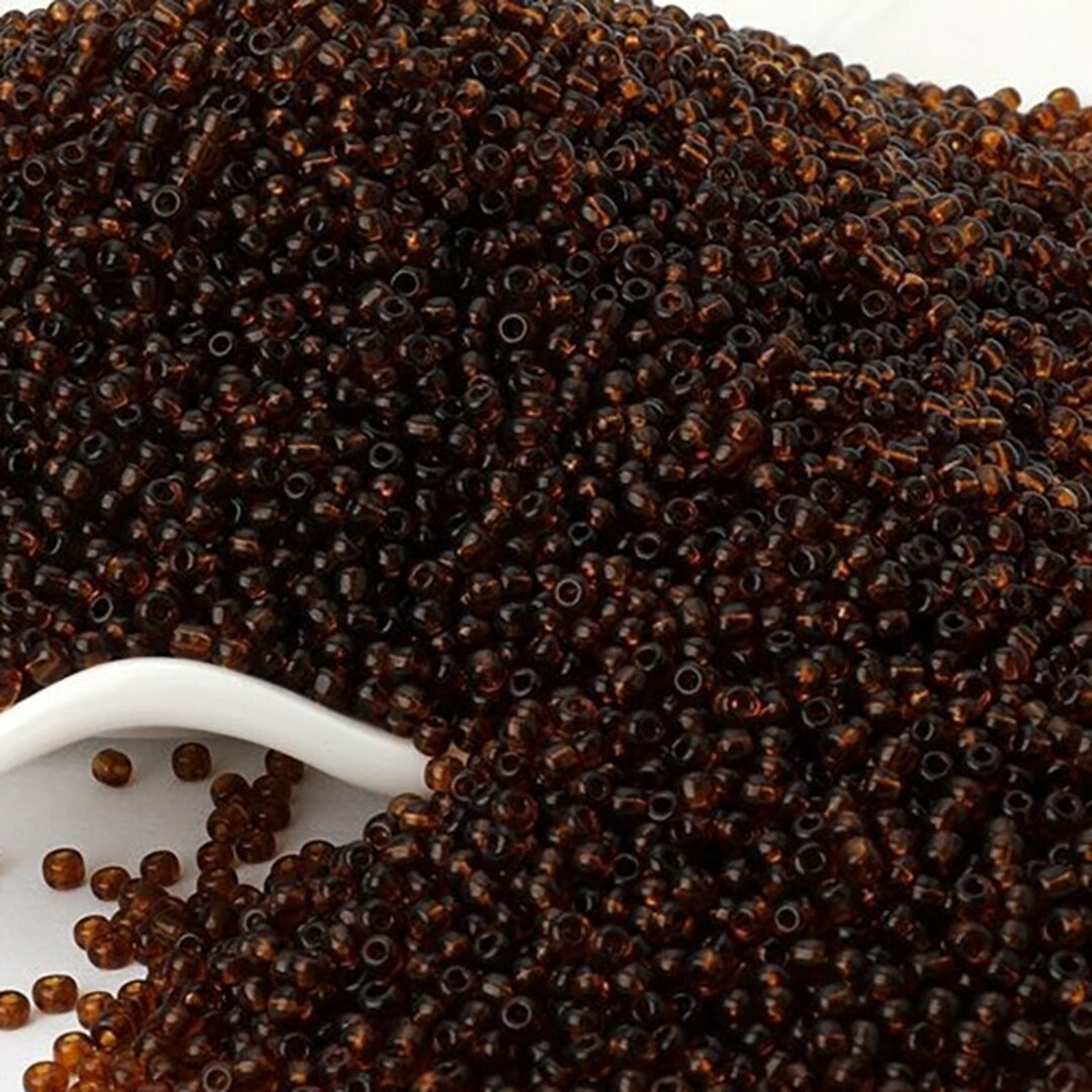 Brown Transparent Seed Beads, 2mm 12/0 Small Glass Beads, Iridescent ...