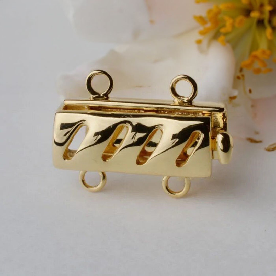 Double Strand 9k Gold Box Clasp, Stacking Clasp With Safety Tab, Au375 ...