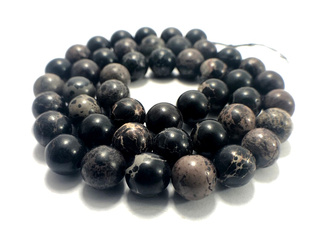 Imperial Sea Sediment Black Jasper Beads, Black Stone Beads, Stone ...