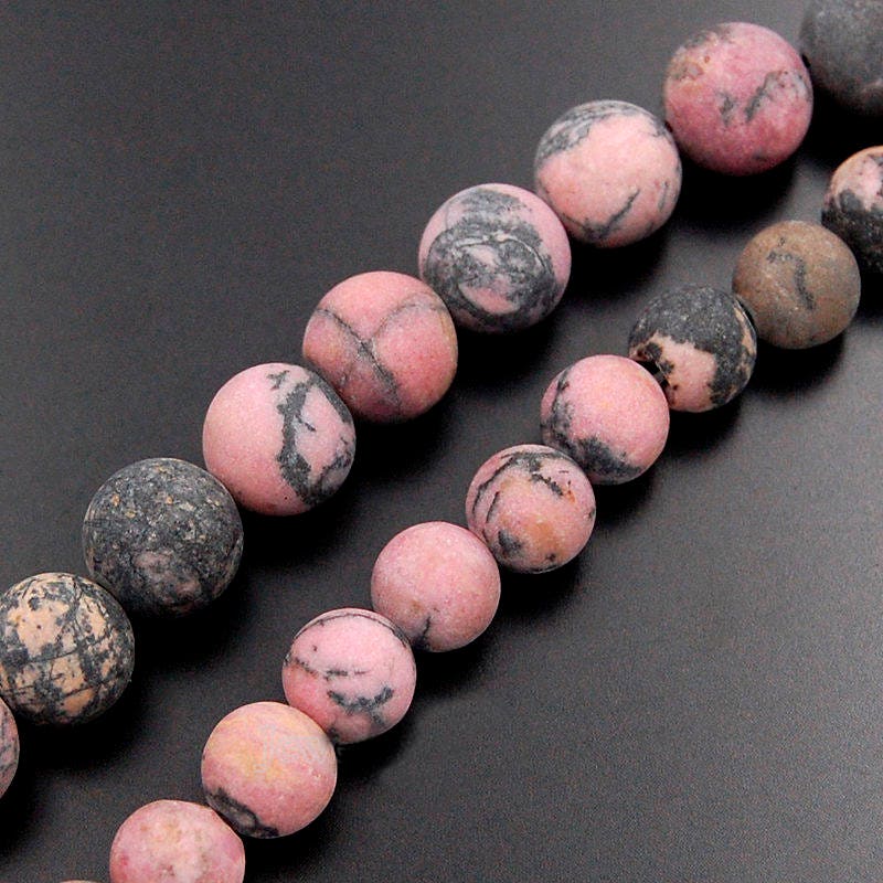 Natural Frosted Red Black Rhodonite Beads Matte Gemstone - Etsy