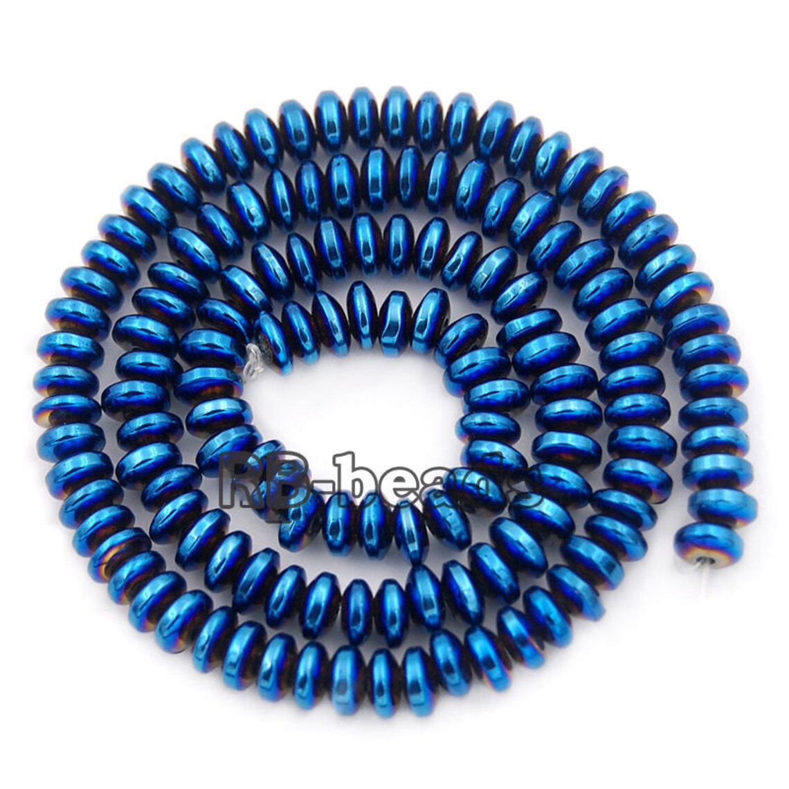 Gem Natural Blue Hematite Smooth Rondelle Beads Disk Stone - Etsy