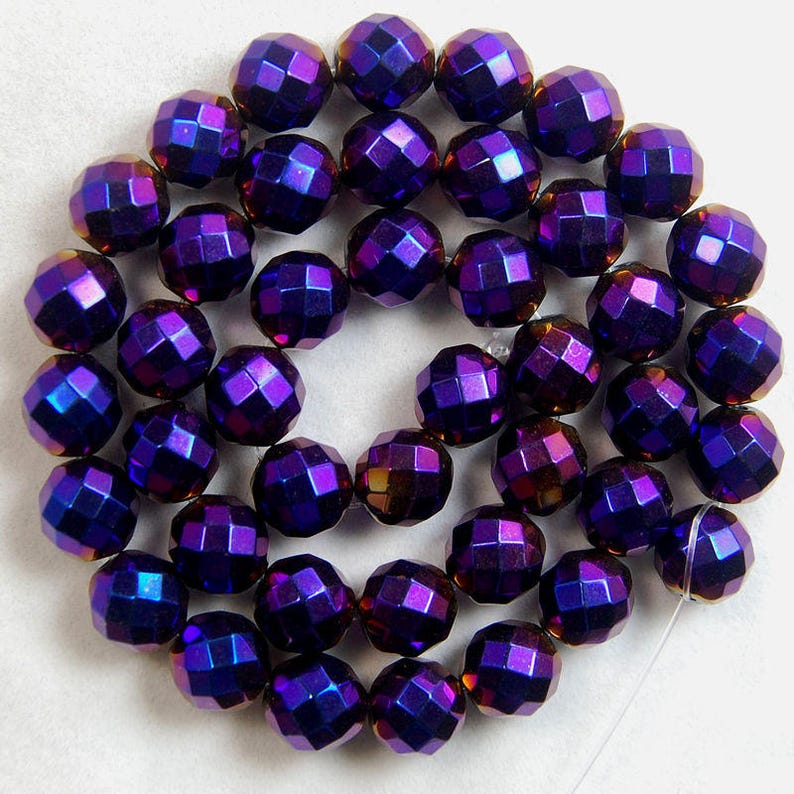 Faceted Gemstone Purple Hematite Loose Beads, Round 3mm 4mm 6mm 8mm ...