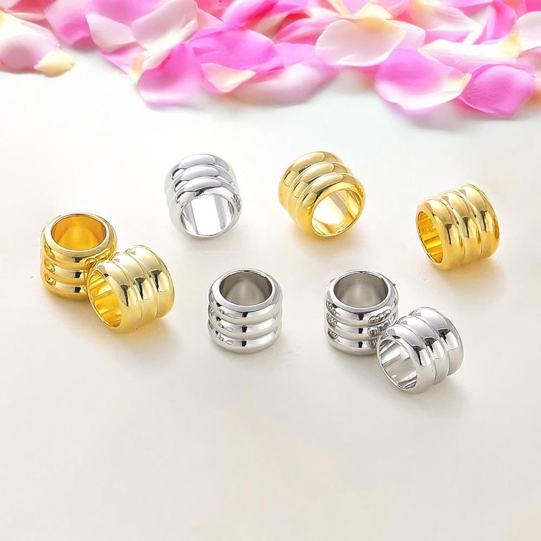 Stainless Steel Big Hole Grooved Column Spacer Beads, 3-6mm Tube Charms ...