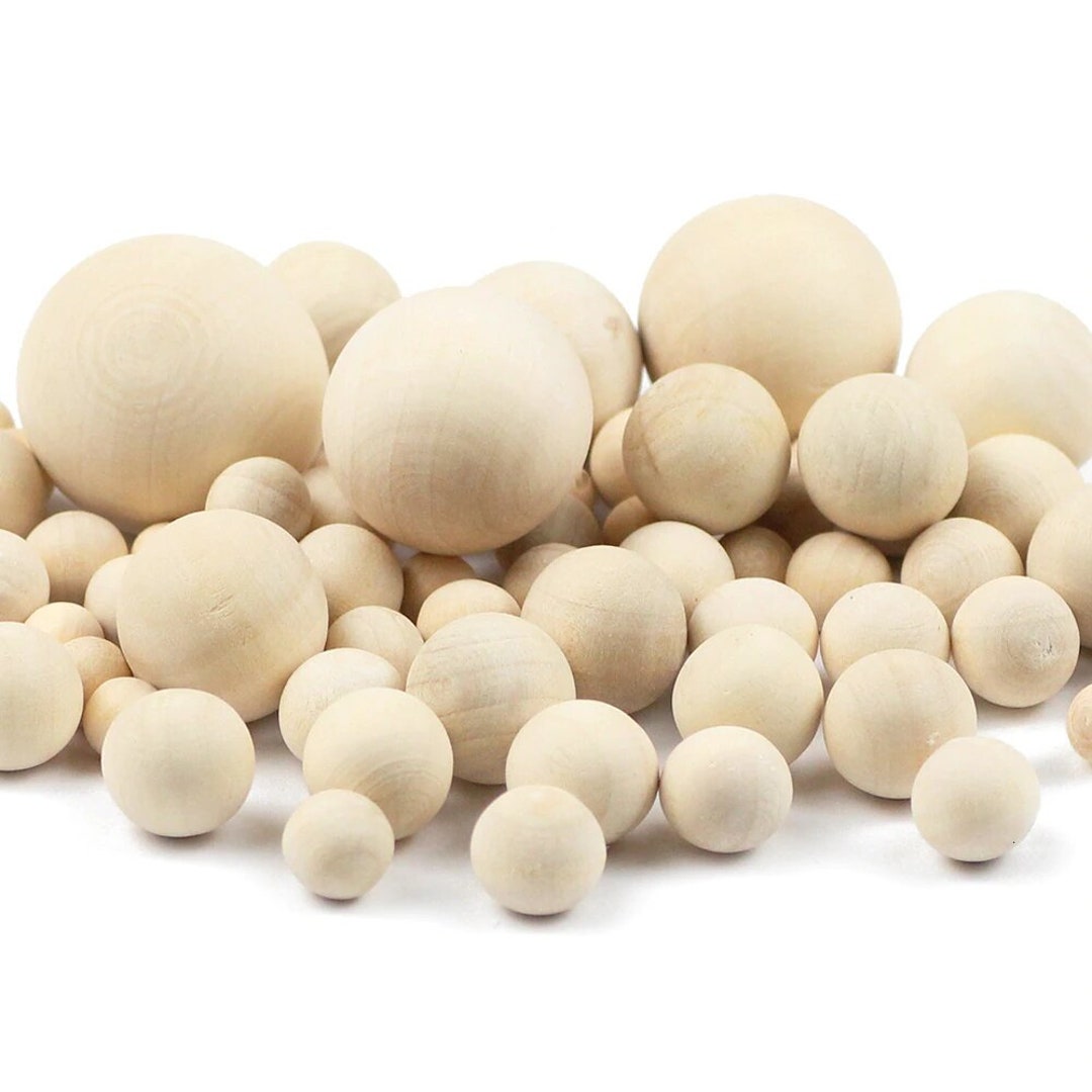 Natural Wooden Balls, Unpainted Large Small Wood Beads, Game Decorative ...