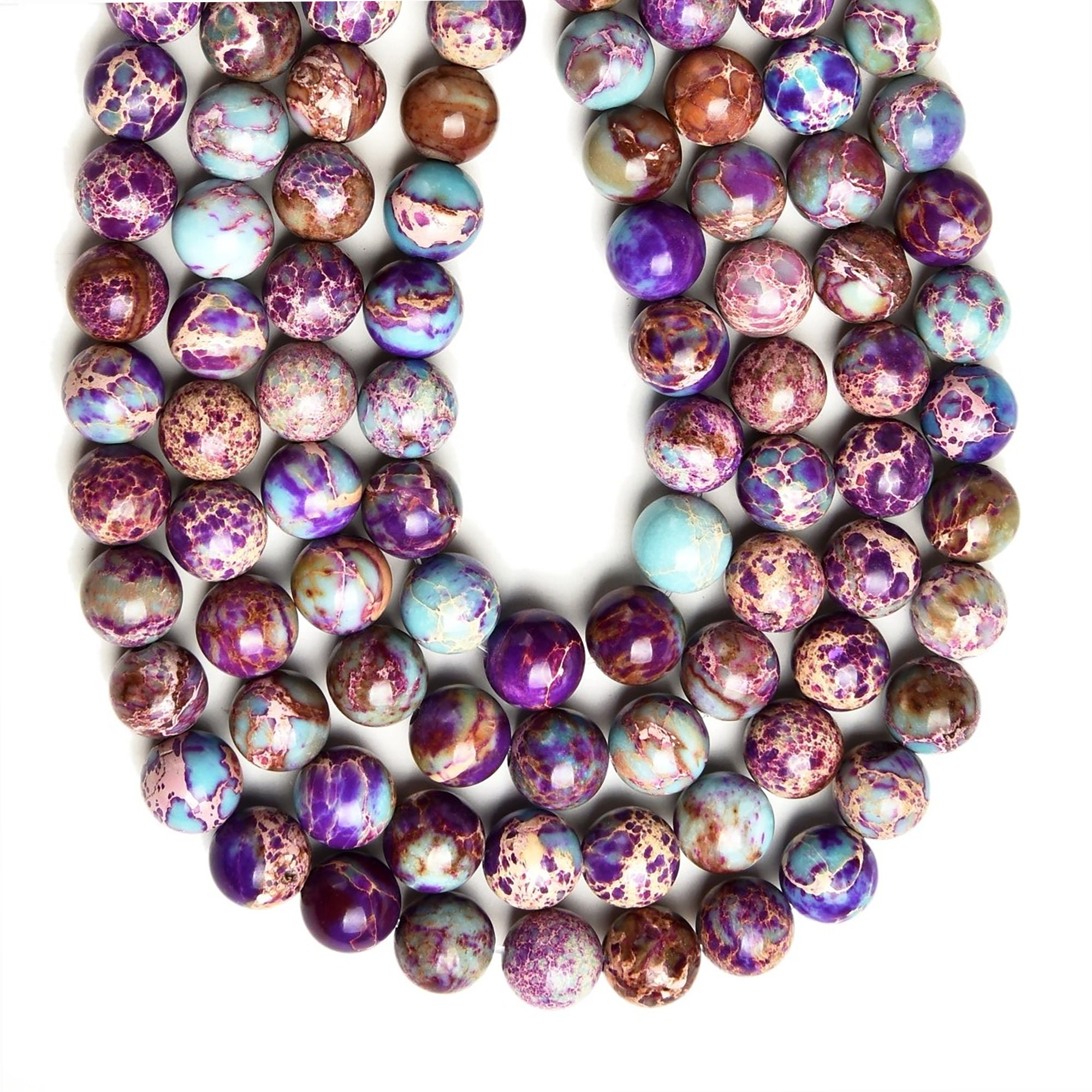 Emperor Multi Purple Sea Sediment Jasper Round African Stone, 4mm 6mm ...