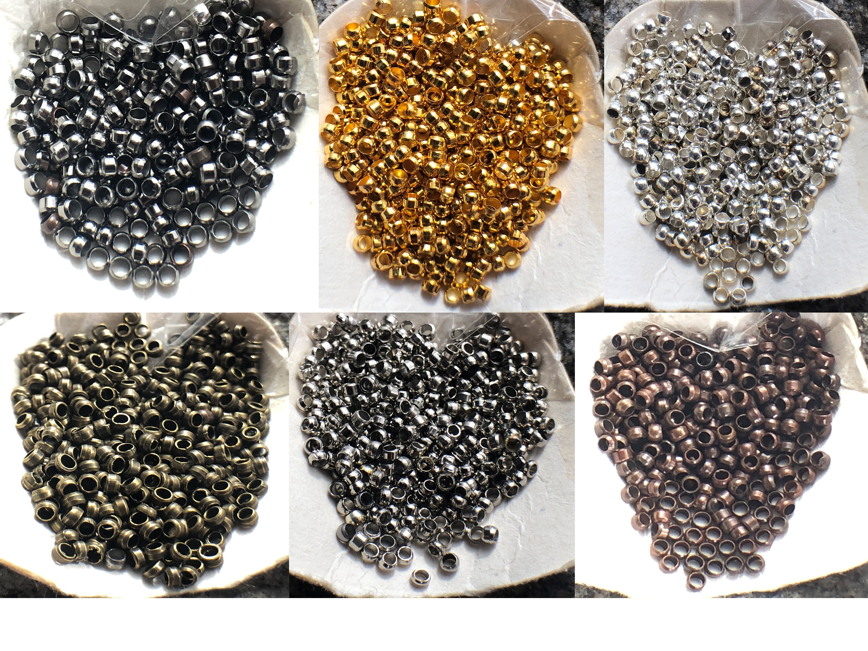 Crimp beads Silver Gold Pewter Bronze Copper Rondelle loose | Etsy