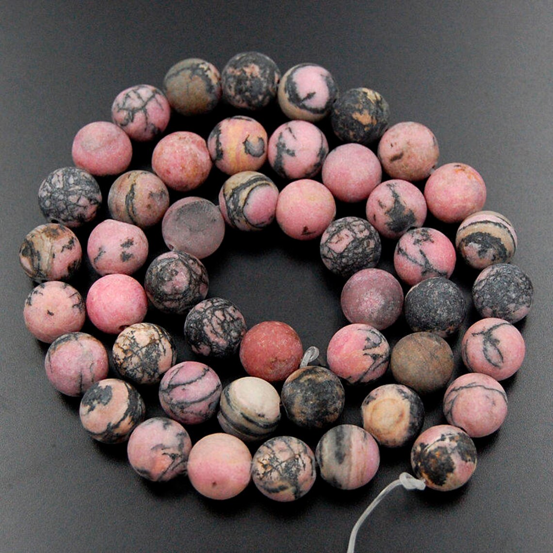Natural Frosted Red Black Rhodonite Beads Matte Gemstone - Etsy