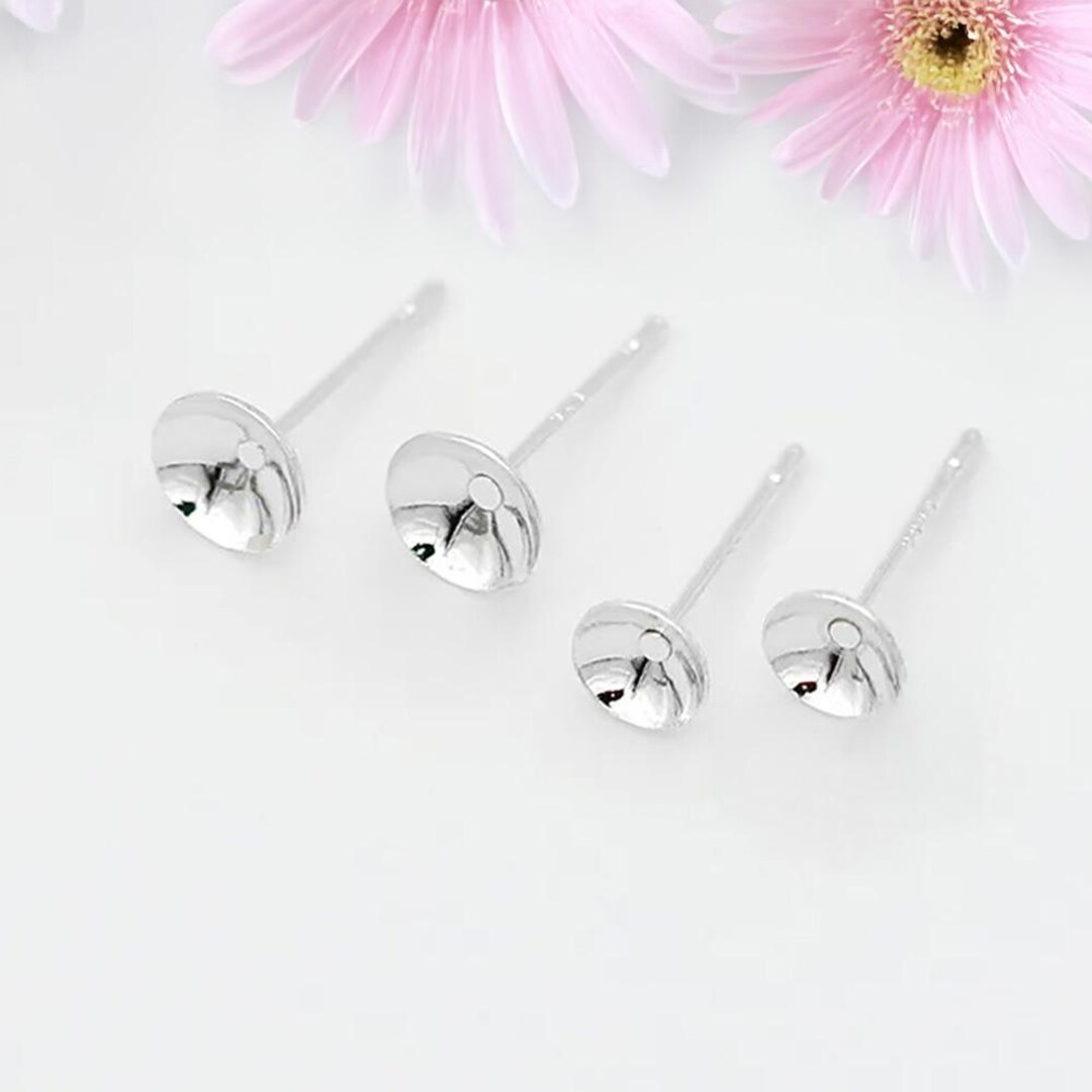 4-8mm Stainless Steel Cup Shape Pin Studs, Earring Blanks With Bezel ...