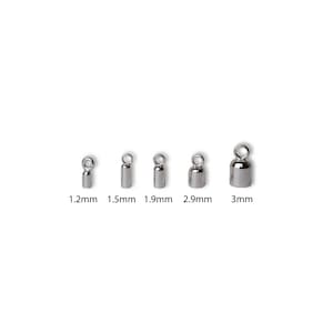 Cord End Caps Tips Tube Bead With Round Loop, 925 Sterling Silver ...