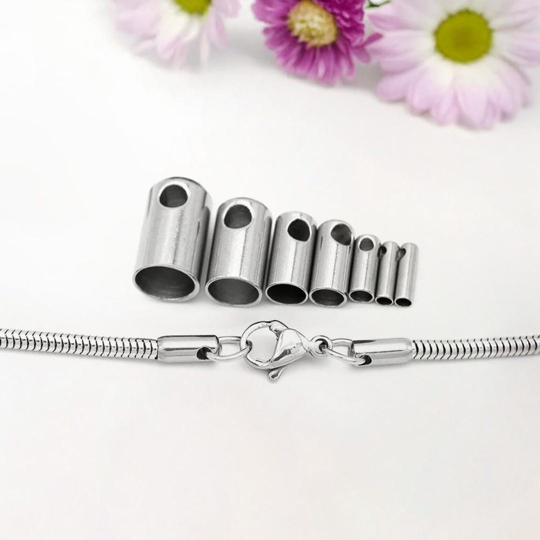 Stainless Steel Crimp Tip End Caps, Connectors for Leather Cord From 0 ...