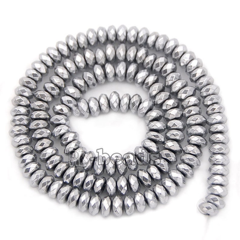 Gem Natural Faceted Silver Hematite Rondelle Beads Disk Stone Etsy