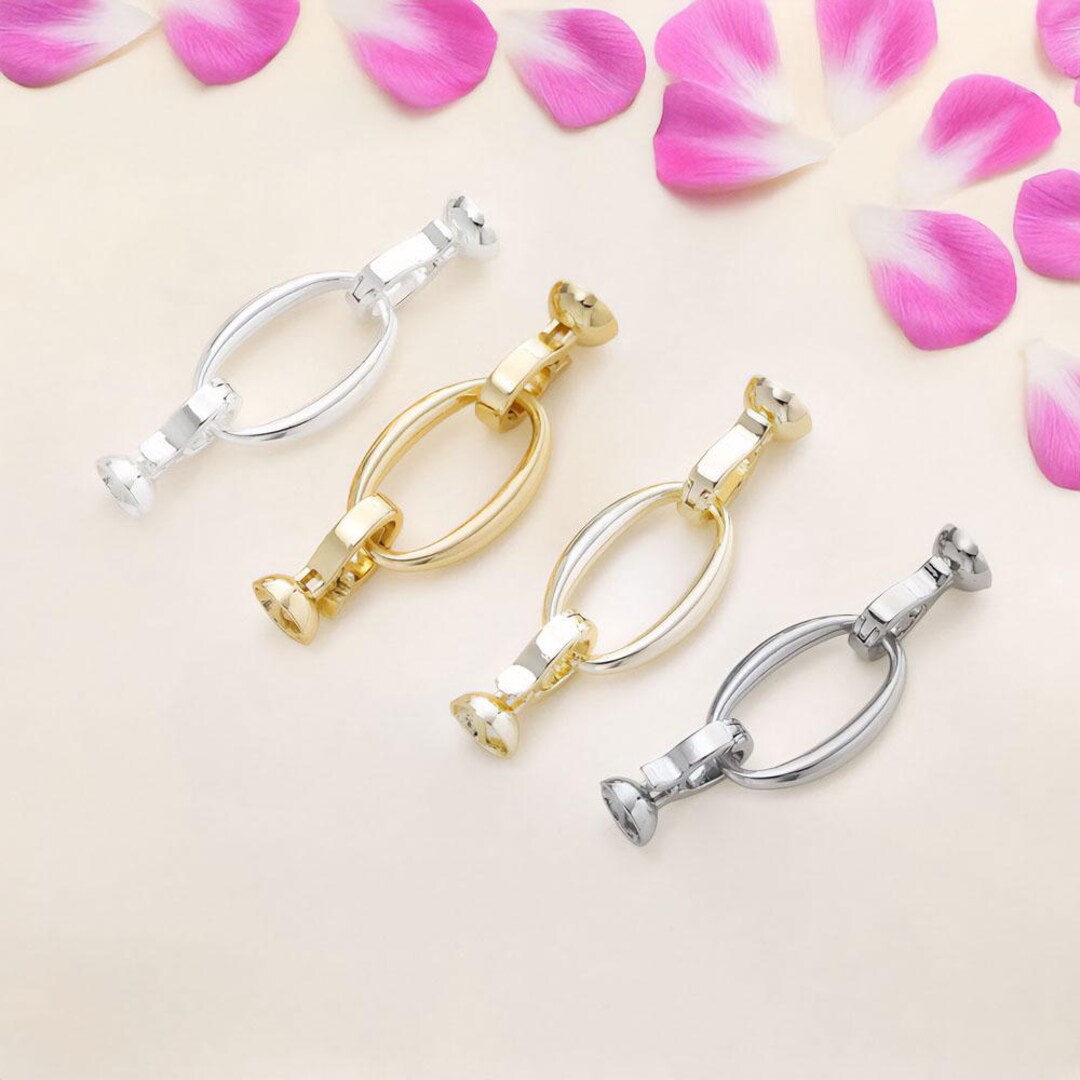 Fold Over Oval End Hook Cap Clasps, 14K 18K Gold Color Plated Brass ...