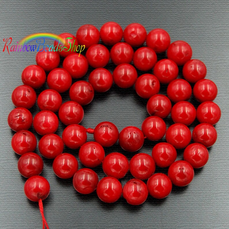 Dyed Bamboo Coral Beads, Red Round Gemstone Beads for Jewelry Making ...
