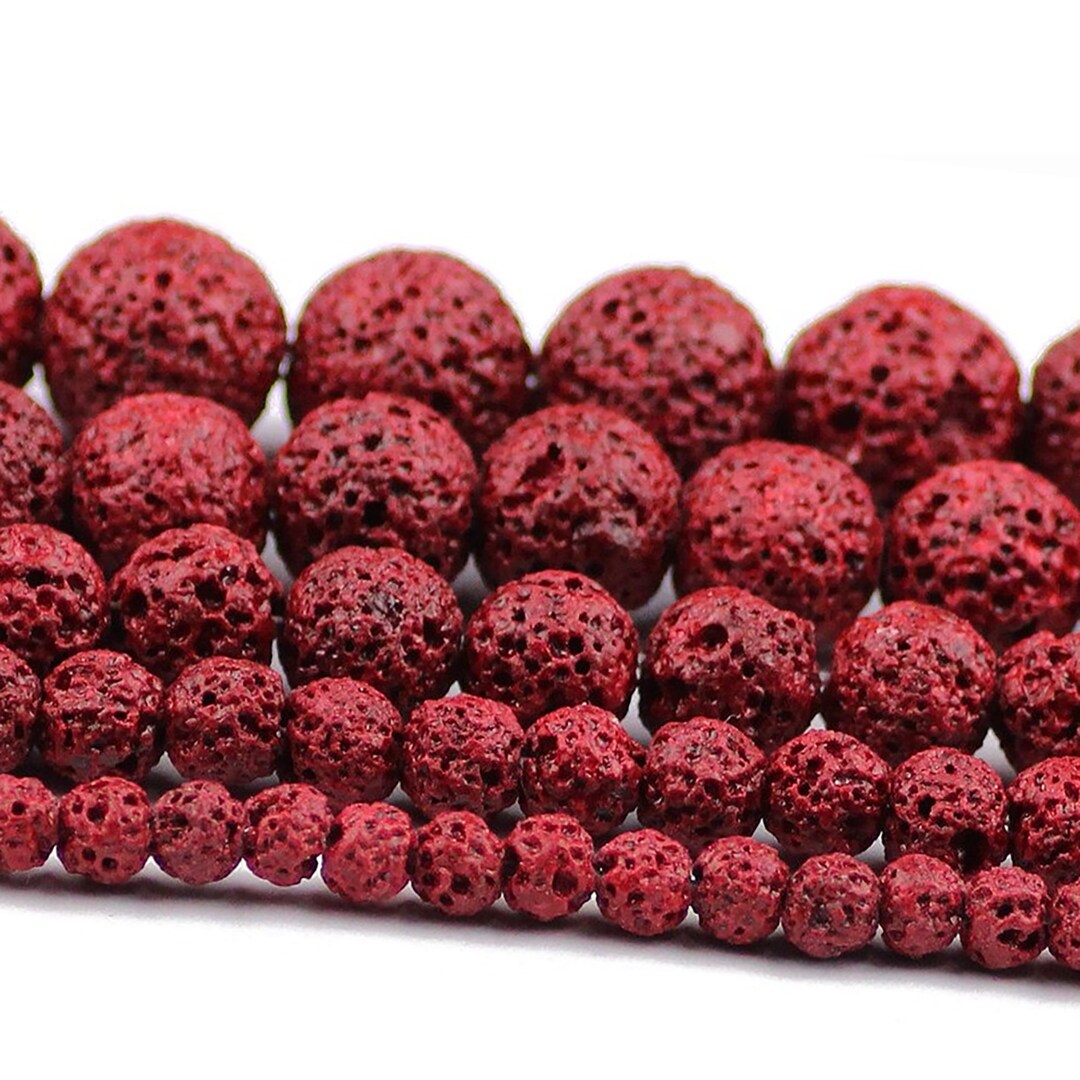 Red Lava Beads Volcanic Gemstone Round Jewelry Beading Stone, 8mm 10mm ...