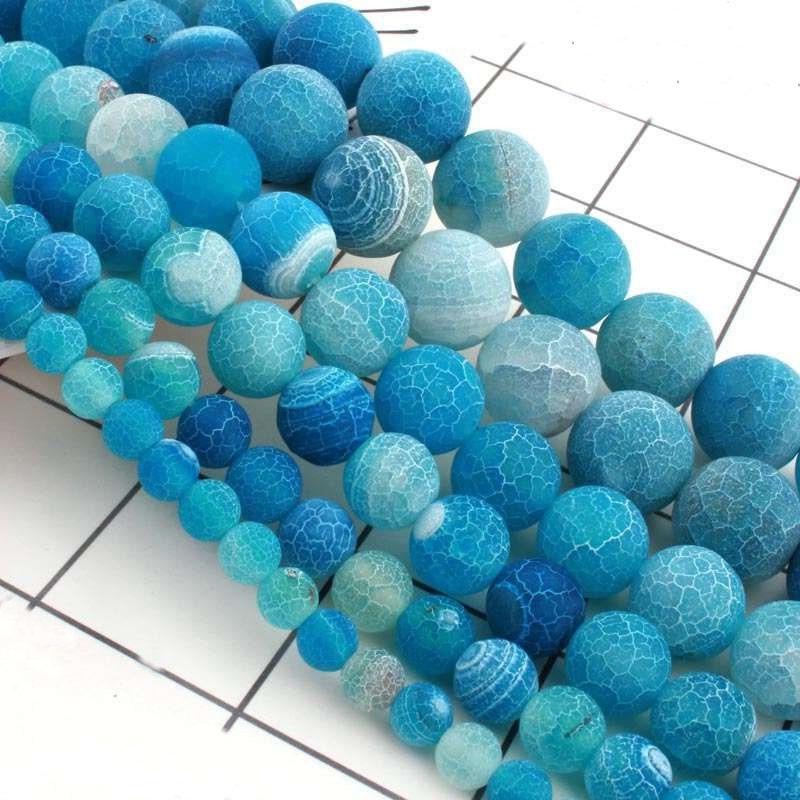 Blue Fire Agate Cracked Matte Round Beads Crackle 4mm 6mm 8mm - Etsy