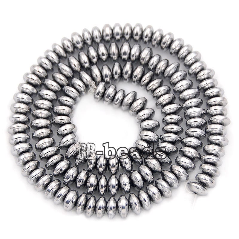 Gem Natural Silver Hematite Smooth Rondelle Beads Disk Stone - Etsy