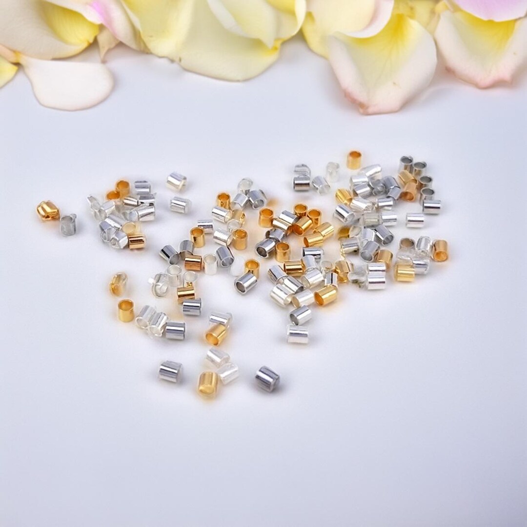 14/18K Gold Color Plated Copper Crimp Beads, 1.5-2mm Positioning Cut ...