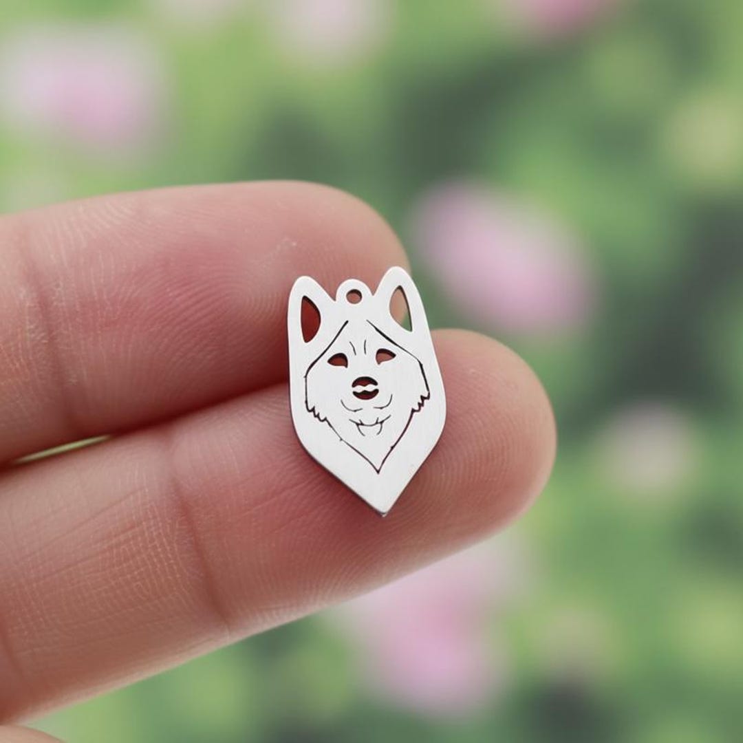 Stainless Steel Husky Dog Head Charm, Nordic Pet Pendant for Jewelry ...
