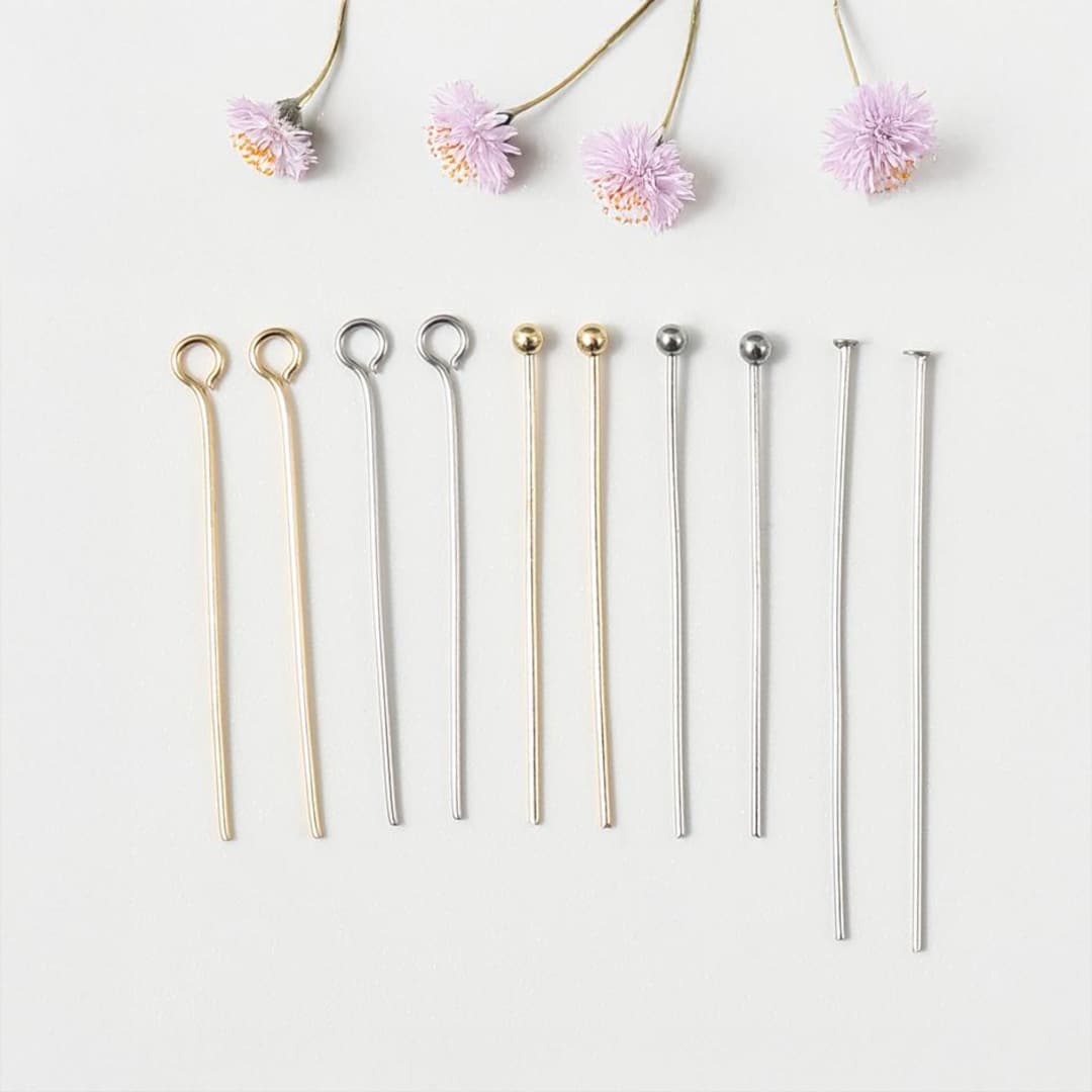20-70mm Stainless Steel Head Pins - Eye, Ball and Flat, DIY Jewelry ...