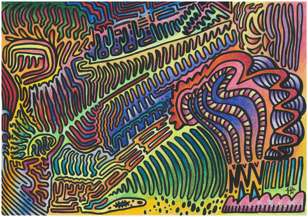 Original A3 Print: Colorful Abstract Line Art - Etsy