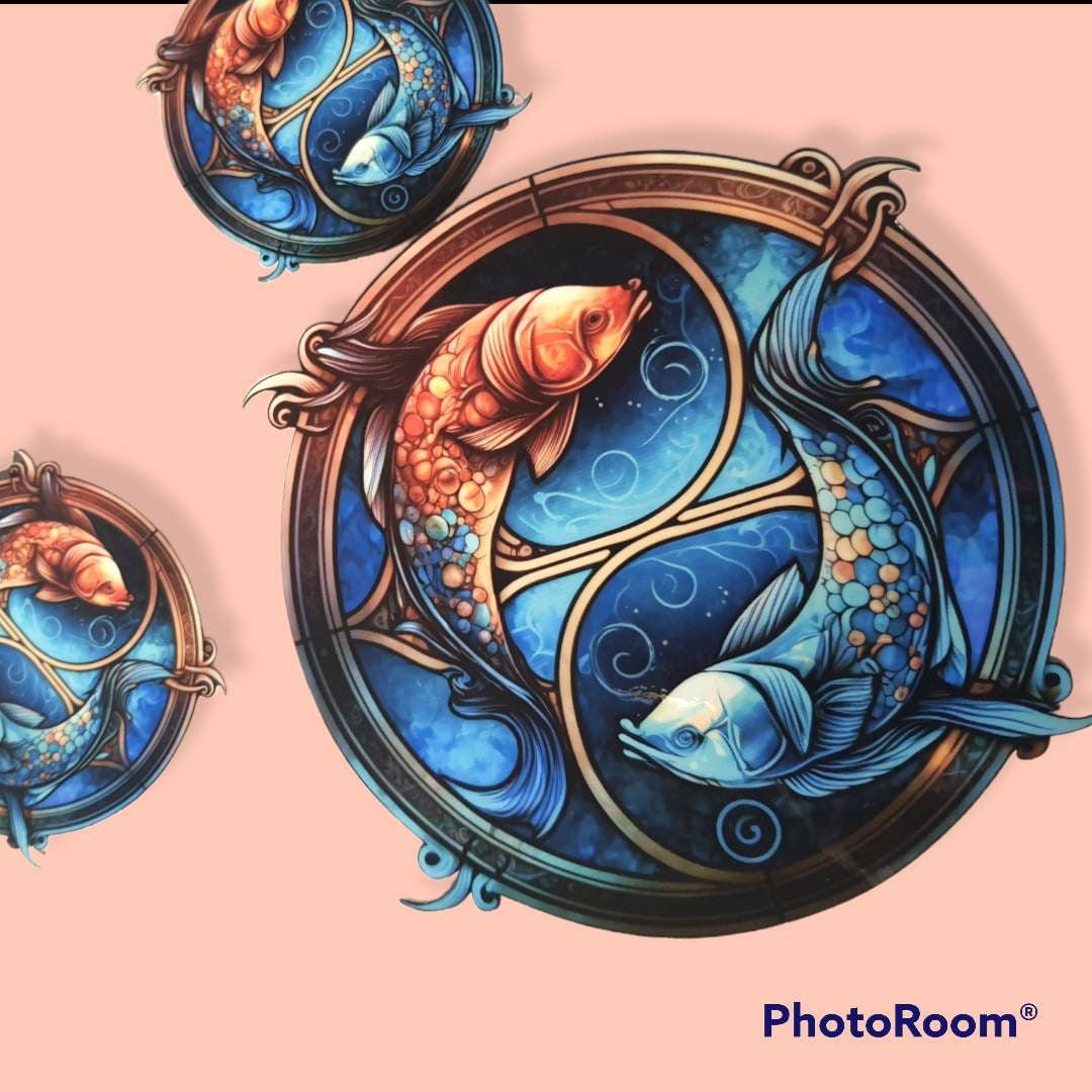 Pisces Yin Yang Stickers Large, Medium, and Small Sizes - Etsy