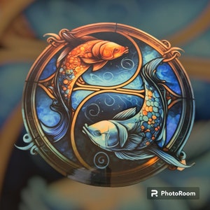 Pisces Yin Yang Stickers Large, Medium, and Small Sizes - Etsy