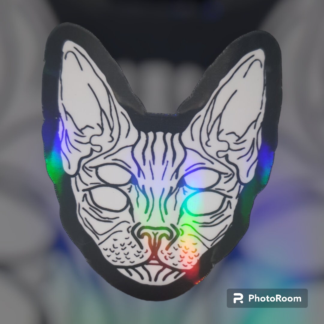 Hairless Cat Sphinx Sticker in Glossy or Holographic - Etsy