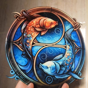 Pisces Yin Yang Stickers Large, Medium, and Small Sizes - Etsy