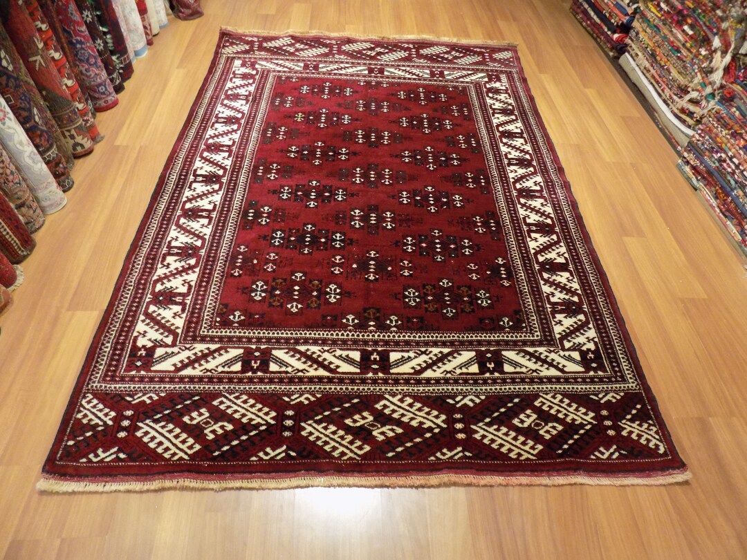 Decorative Bukhara Carpet Rug,handmade Pure Wool Rug,4,9 Ftx7,2 Ft ...