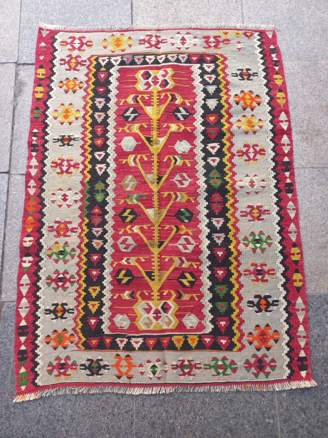 Tree of Life Kilim Rug,turkis Kilim Rug,2,9x3,8feet,89x118cm,decorative ...
