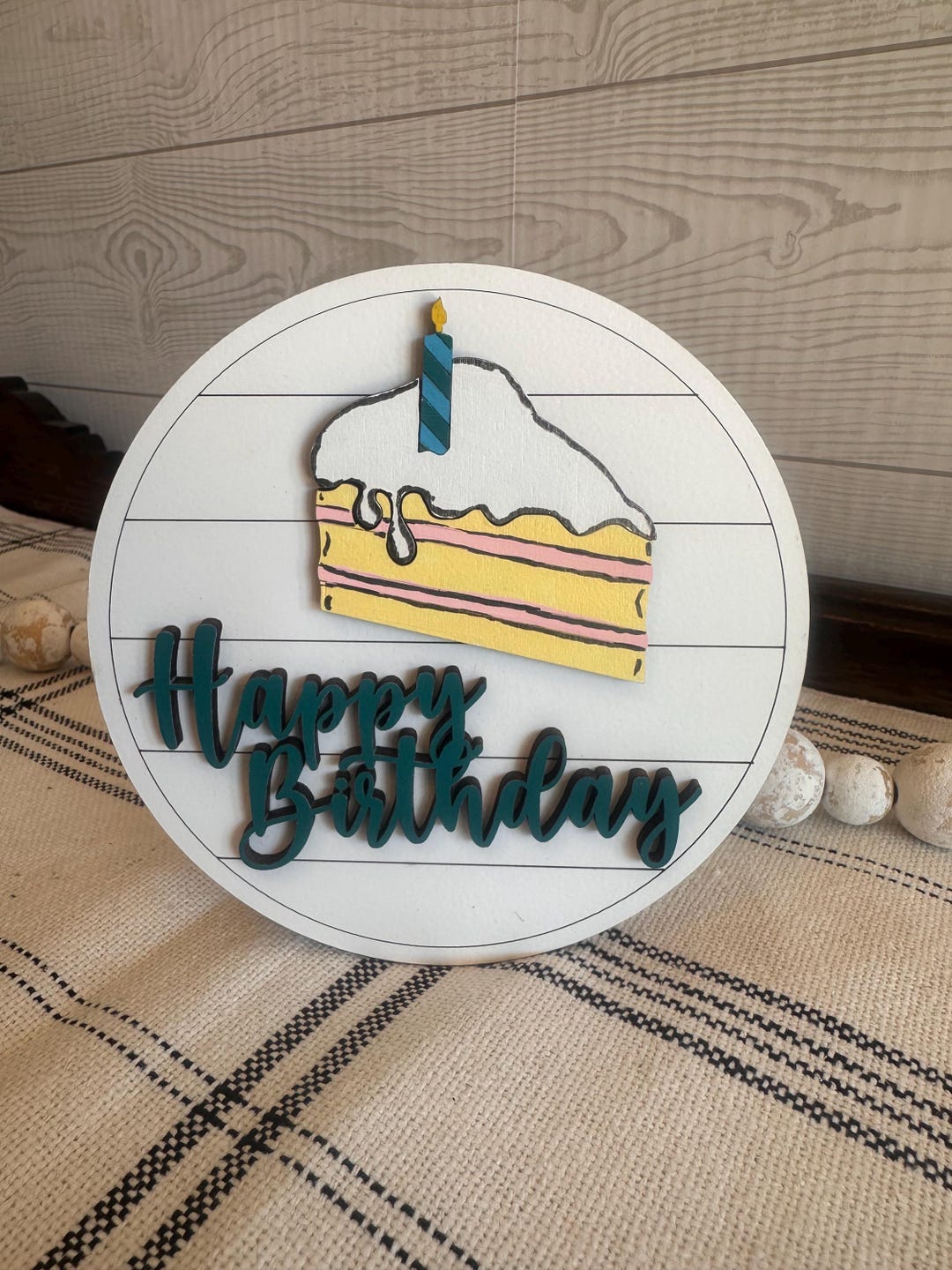 Interchangeable Happy Birthday Wooden INSERT for Round Tabletop Sign ...
