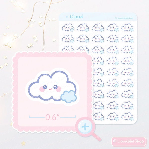 Cloud Birthday Stickers - Etsy
