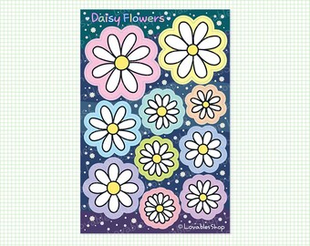 4 X 10cm Daisies Vinyl Stickers Daisy Floral Flowers Décor Home Design ...