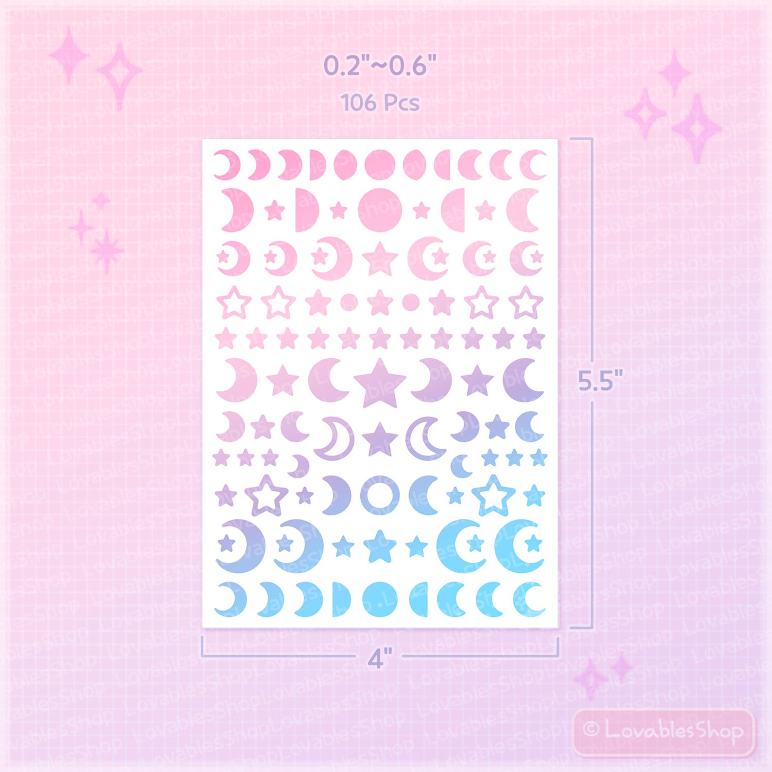 Moon and Star Vinyl Sticker Sheet - Etsy