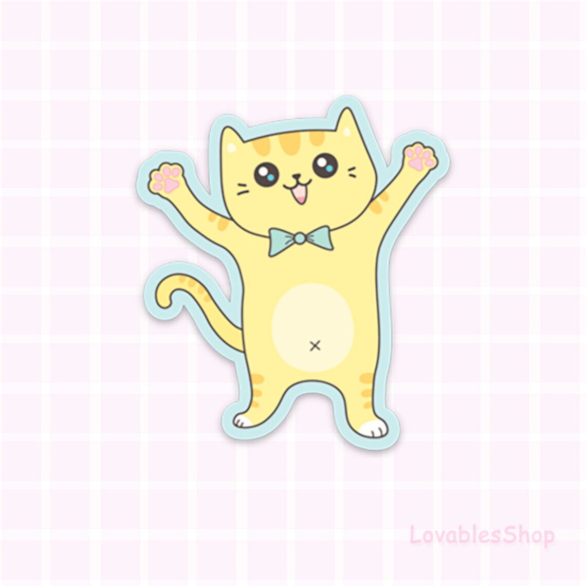 Yellow Cat Vinyl Sticker - Etsy