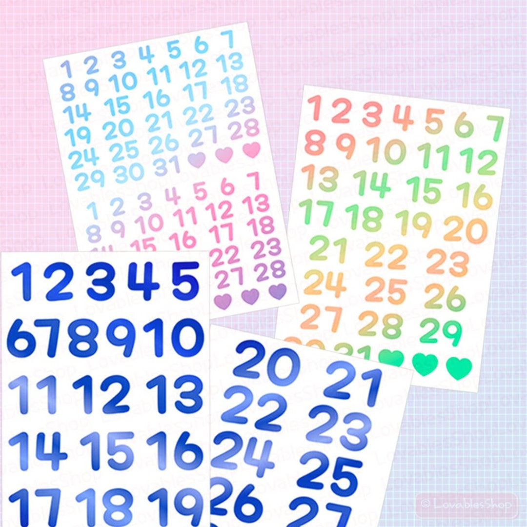 Date Number 1-31 Vinyl Sticker Sheet - Etsy