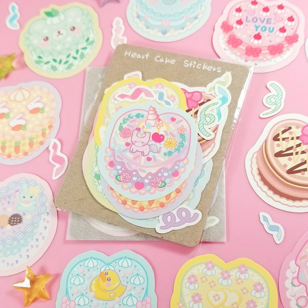 Heart Cake Stickers (17pcs) - Etsy