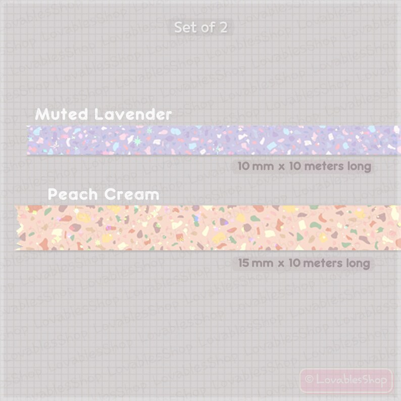 Set of 2 Terrazzo iridescent Holo Overlay Washi Tapes Muted - Etsy