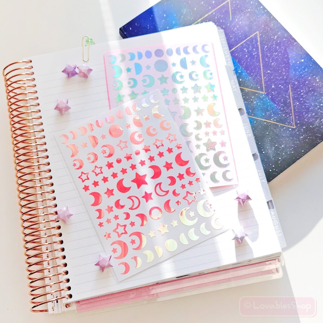 Moon and Star Vinyl Sticker Sheet - Etsy