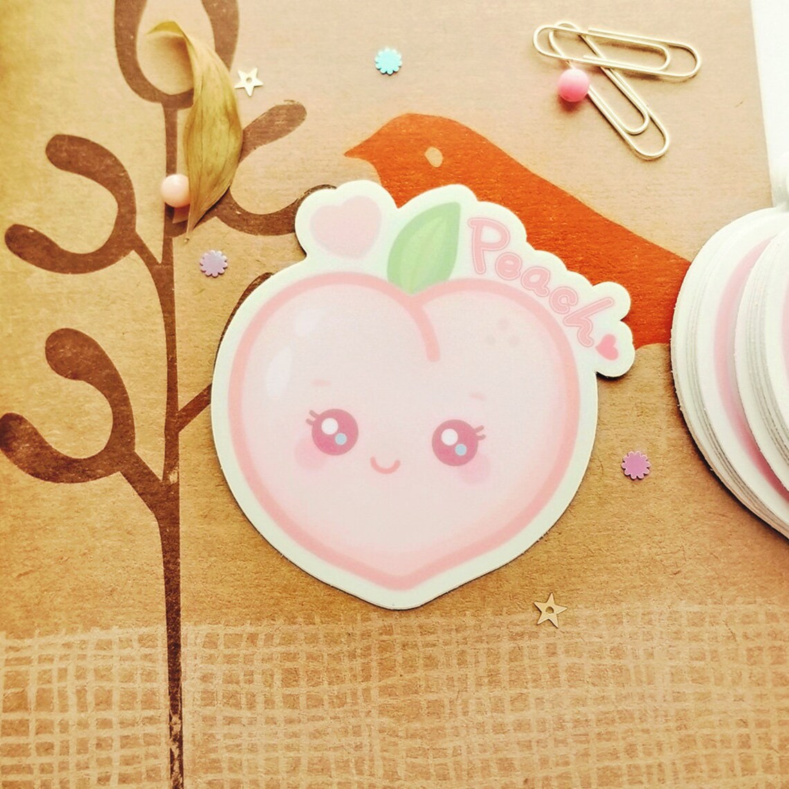 Sweet Peach Vinyl Sticker - Etsy