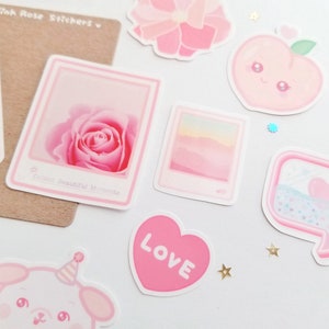 Pink Rose Stickers - Etsy