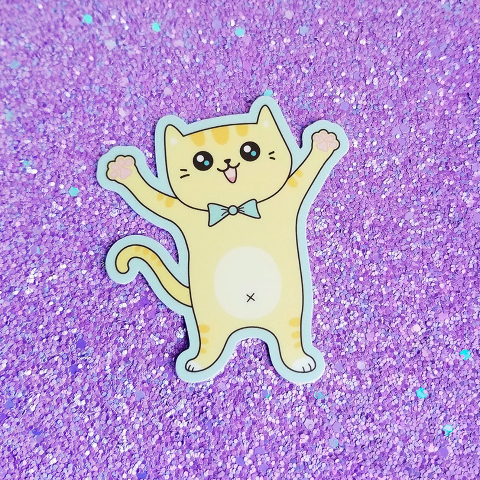 Yellow Cat Vinyl Sticker - Etsy