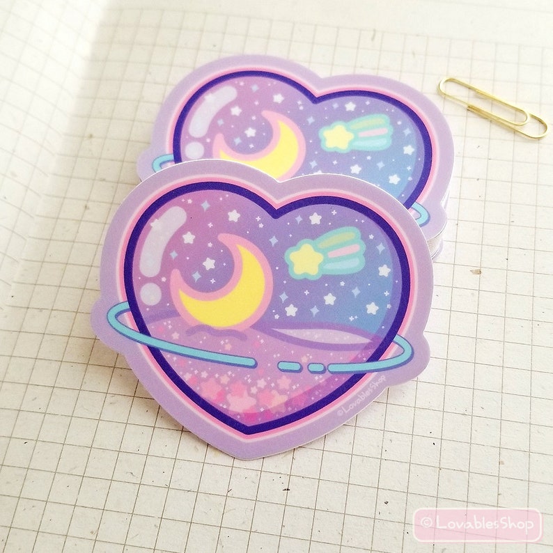 Galaxy Heart Vinyl Sticker - Etsy