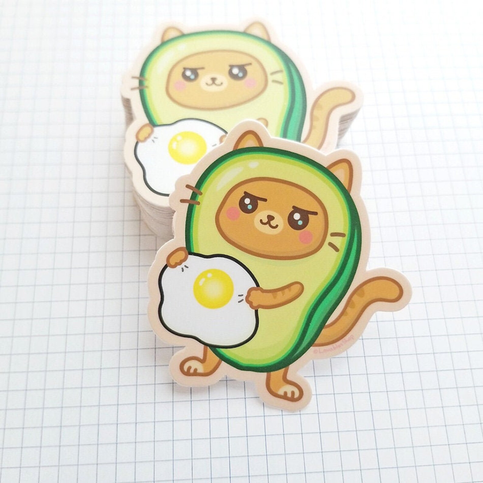 Avocado Cat Vinyl Sticker - Etsy