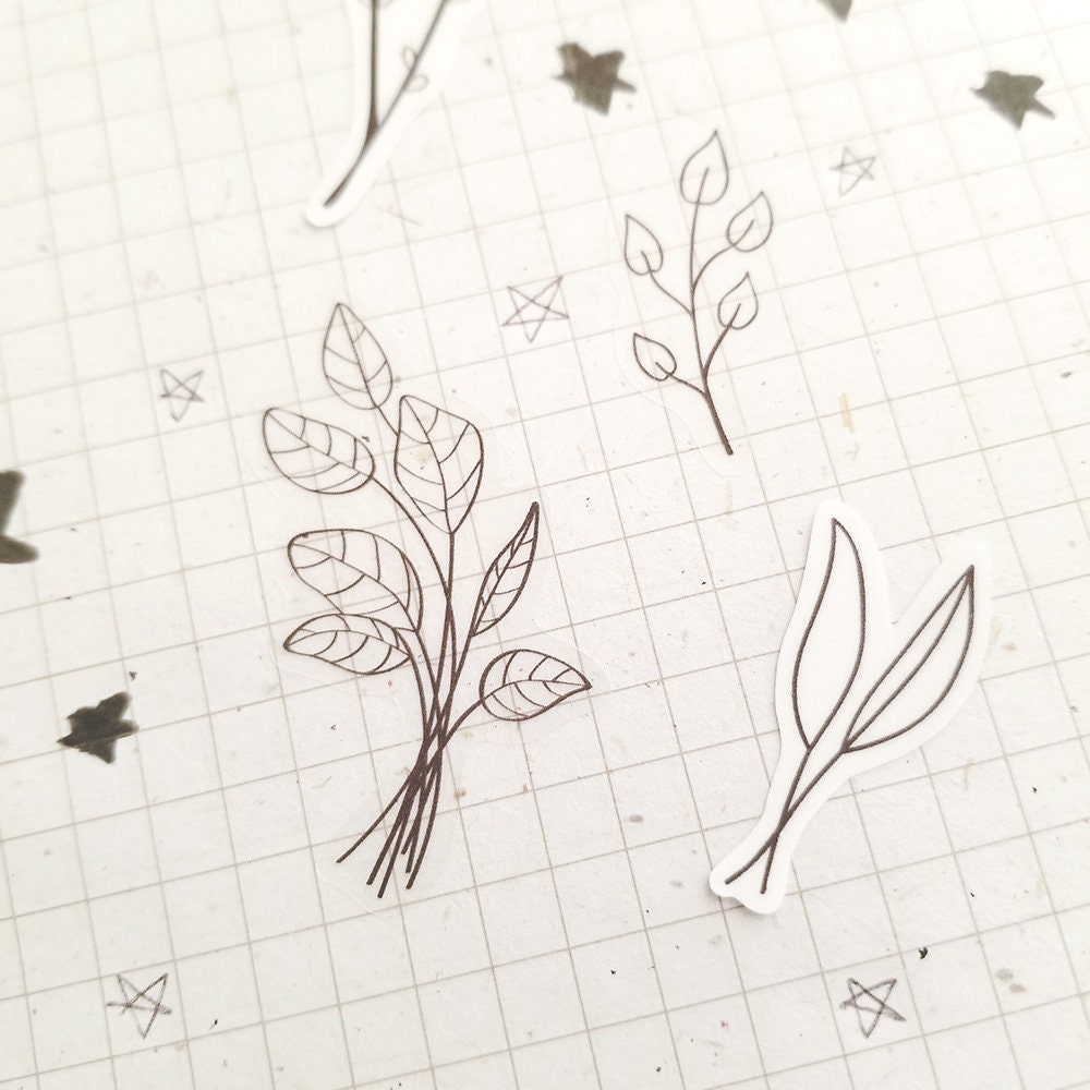 Black and White Leaf Stickers | Etsy
