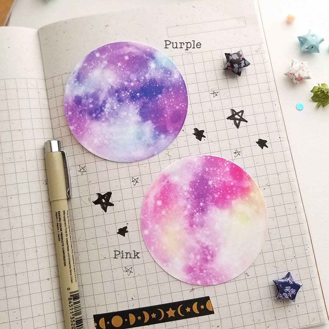 Pink, Blue & Purple Moon Vinyl Sticker - Etsy